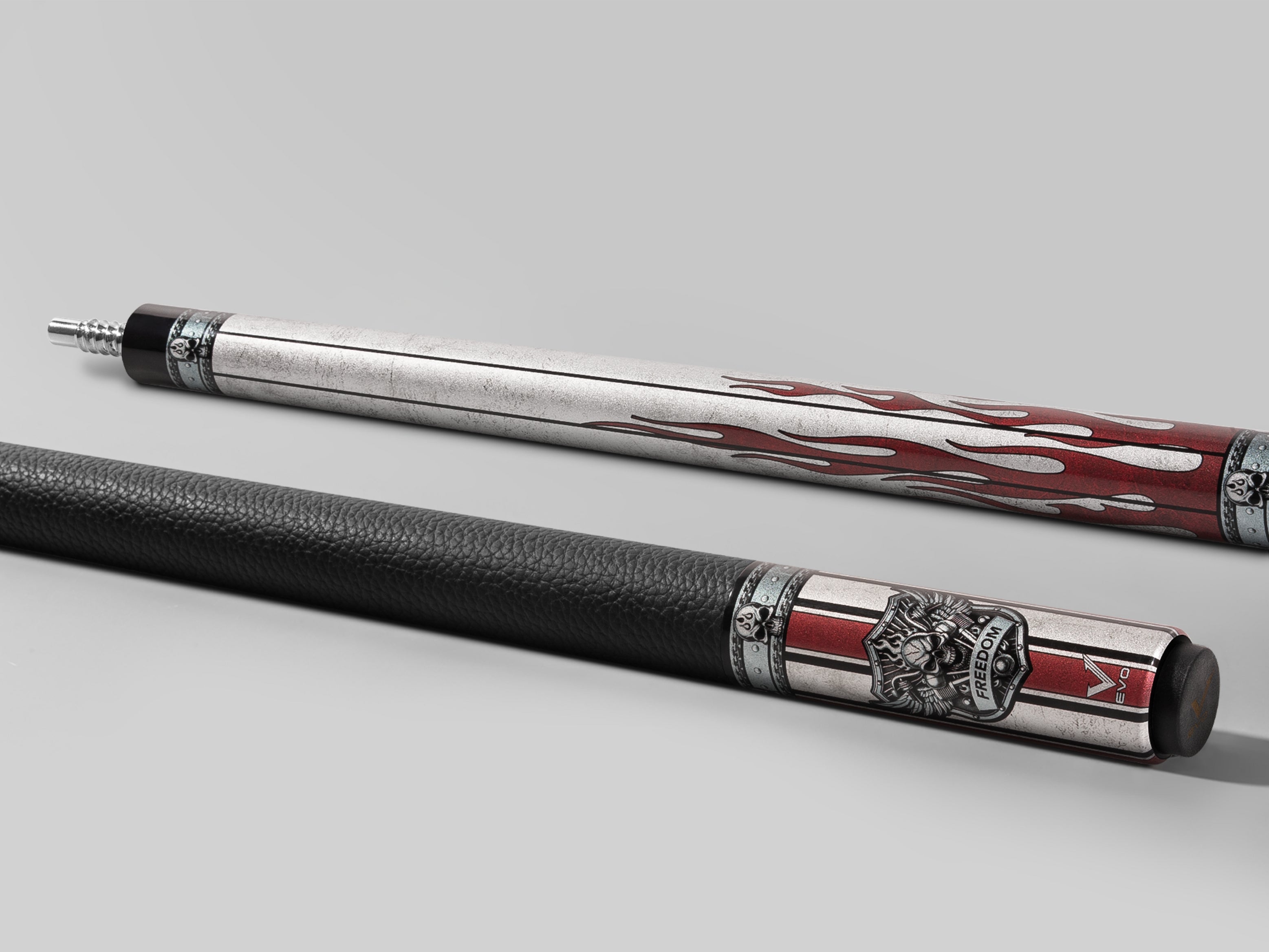 EVO FREEDOM POOL CUE - CRIMSON FLAME - SYNTHETIC LEATHER WRAP – EVO Cues