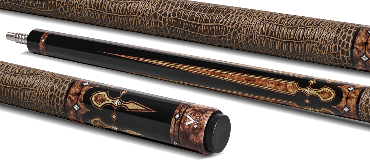EVO CROWN POOL CUE - MONARCH BLADE - LEATHER WRAP