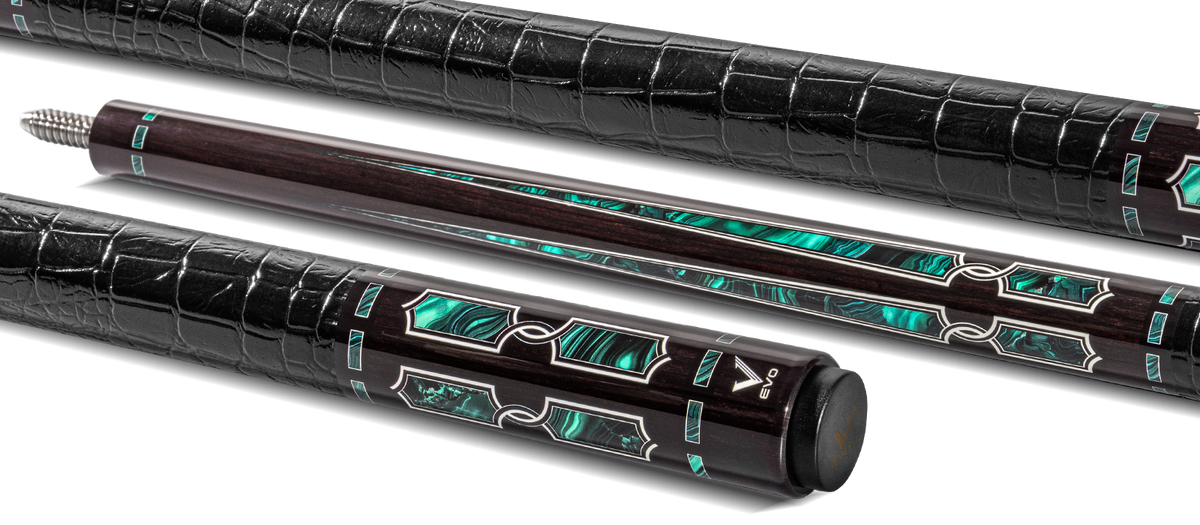 EVO LUNA POOL CUE - MALACHITE ECLIPSE - LEATHER WRAP