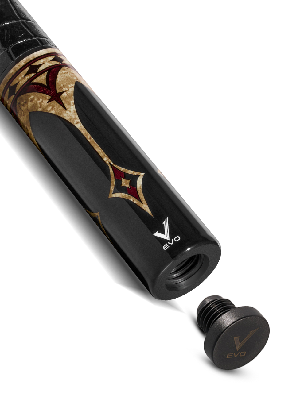 EVO CROWN POOL CUE - ROYAL BLACK - BLACK LEATHER WRAP