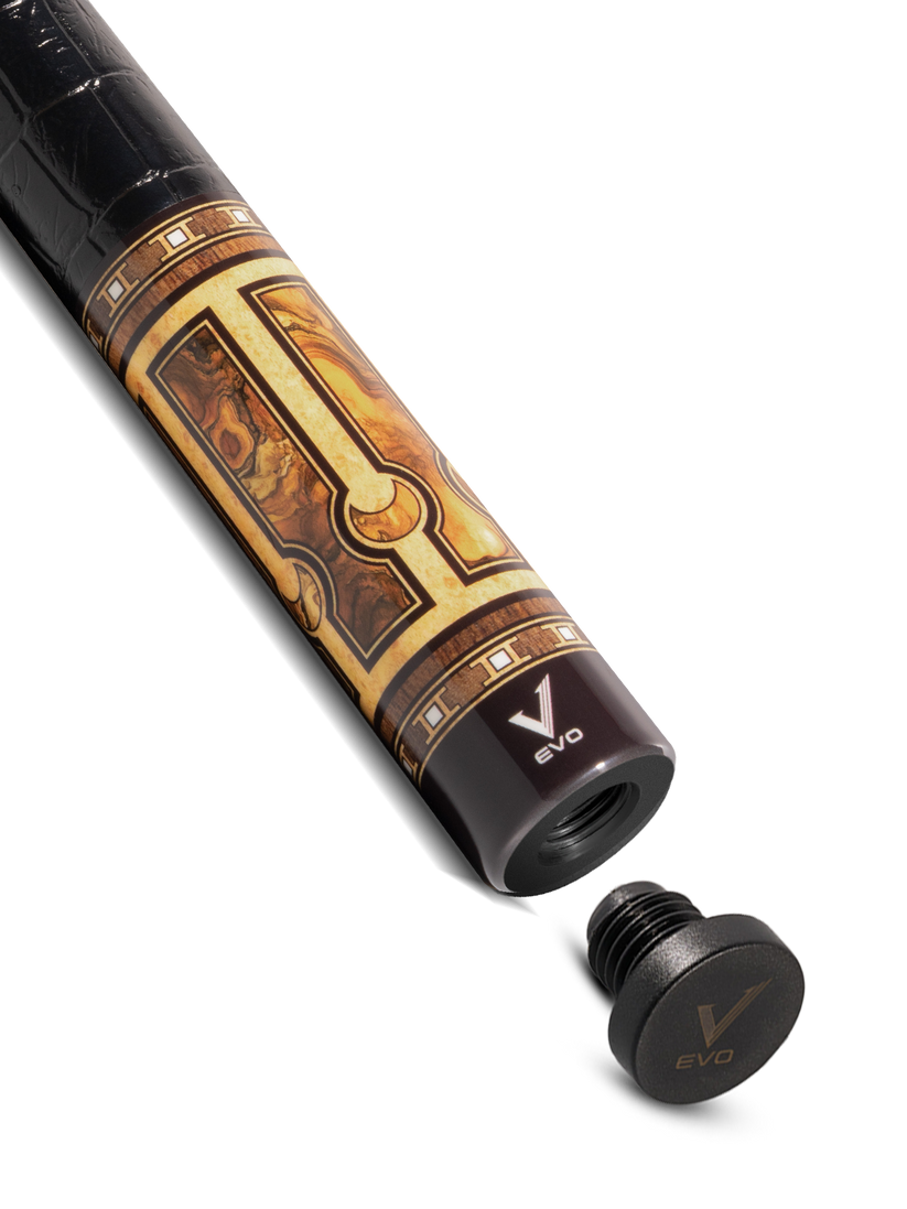 EVO LUNA POOL CUE - GOLDEN CREST - LEATHER WRAP