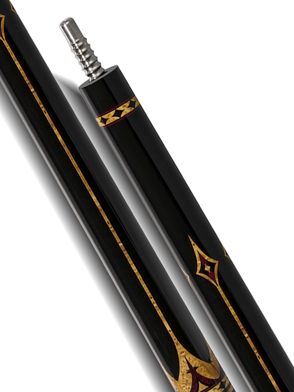 EVO CROWN POOL CUE - ROYAL BLACK - WHITE LEATHER WRAP