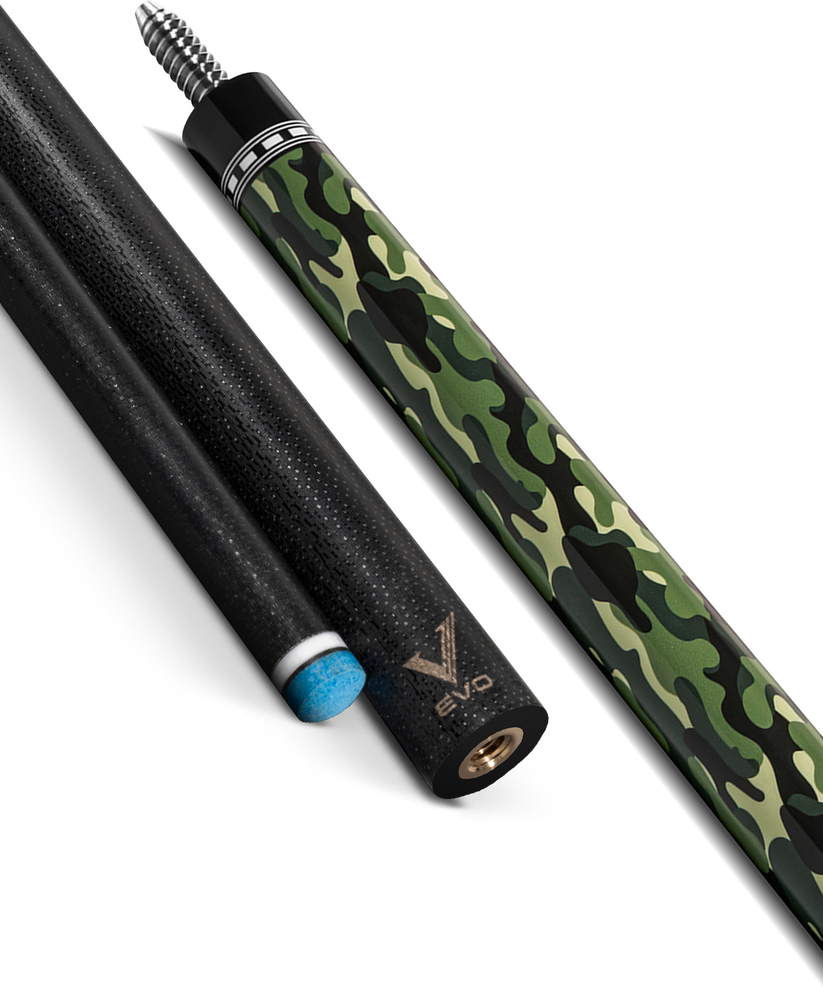 EVO CAMO POOL CUE - VIPER - LEATHER WRAP